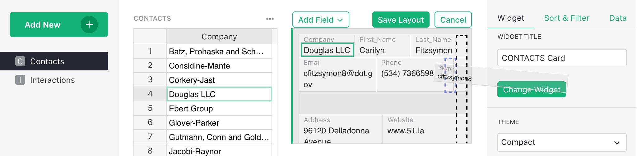 Lightweight CRM Template Template | Grist