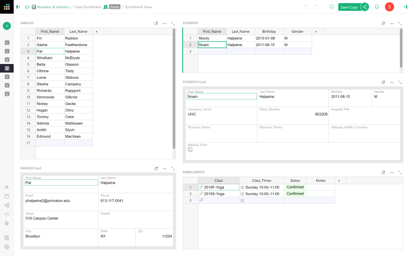 Class Enrollment Template | Grist