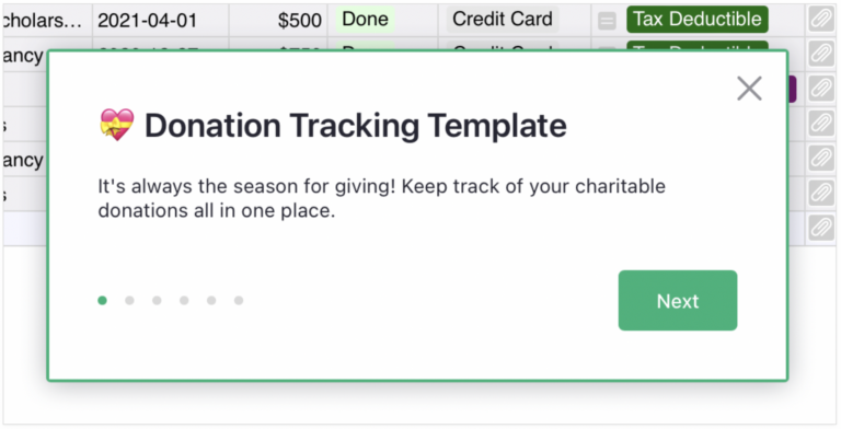 Donation Spreadsheet Template (Free) by Grist