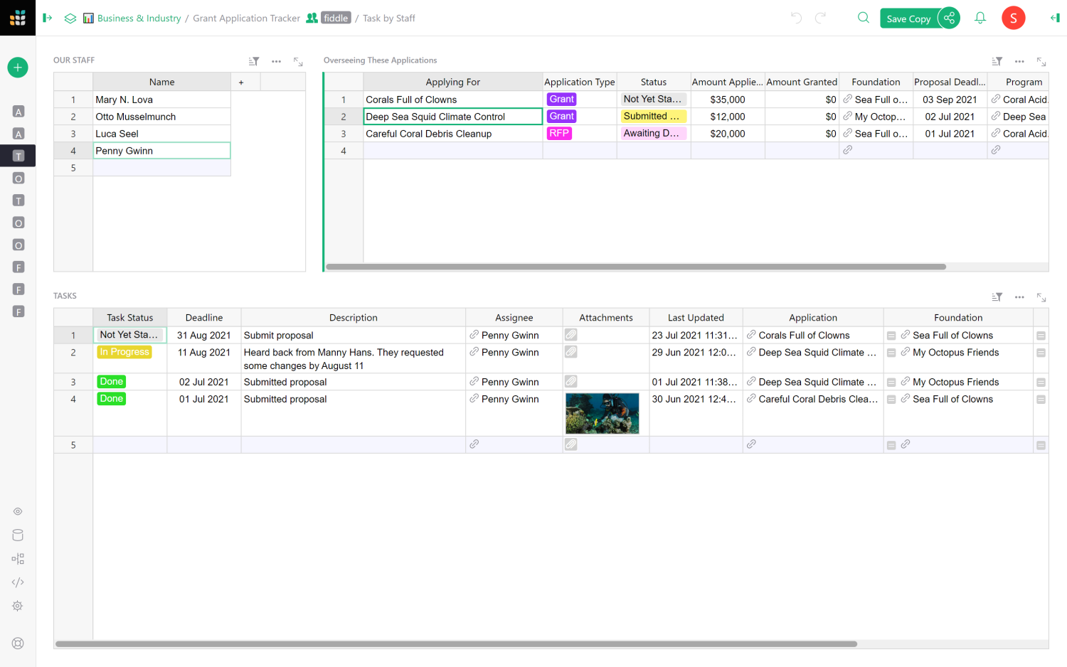Grant Application Tracker Template | Grist