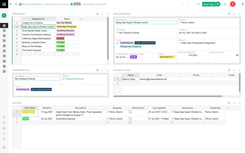 Grant Application Tracker Template | Grist