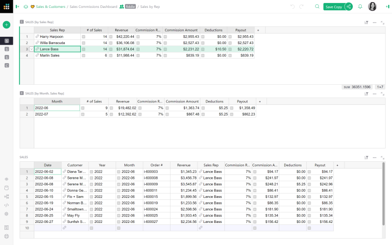 Sales Commissions Template | Grist