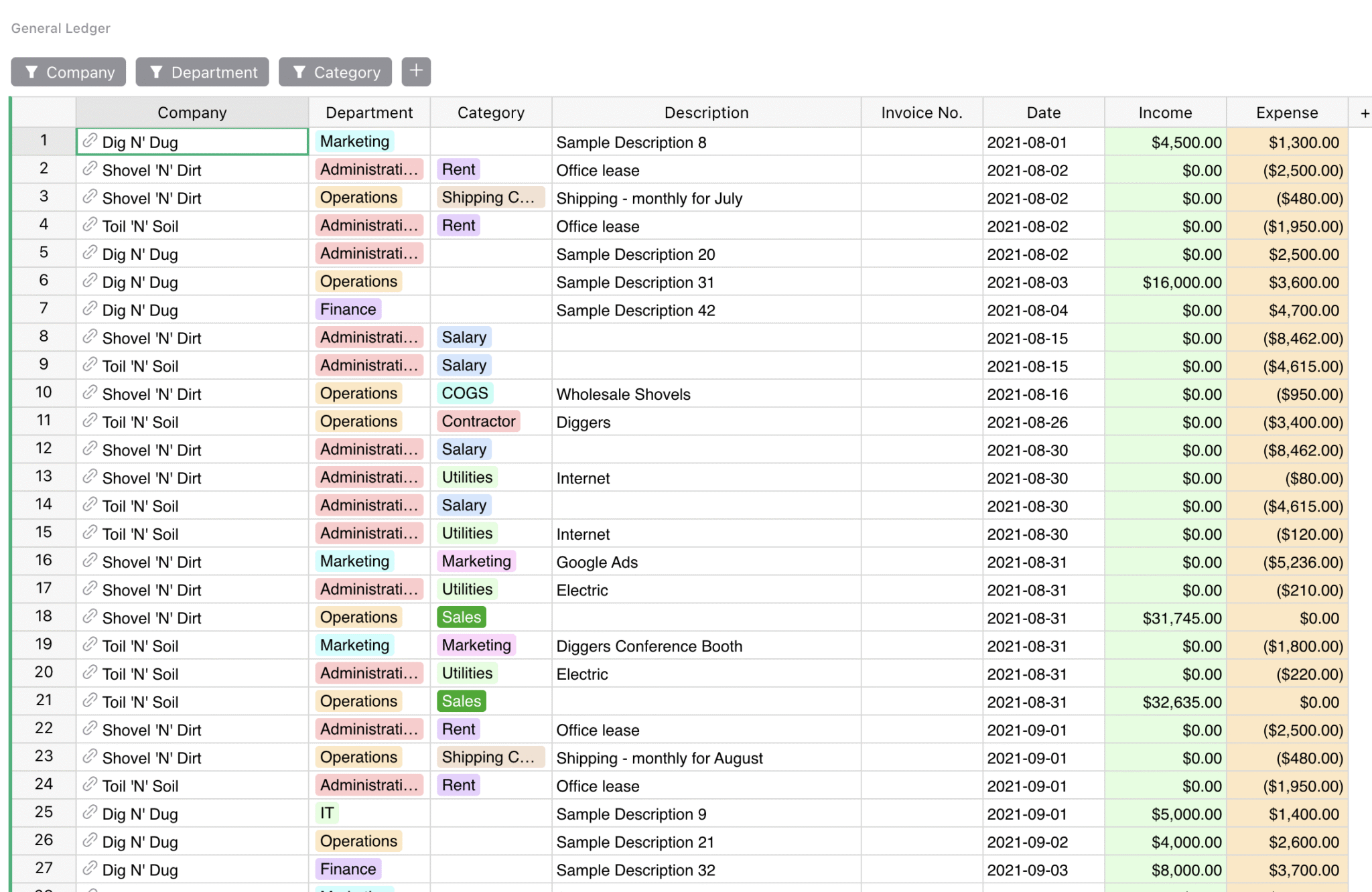 General Ledger Template (Free & Interactive) | Grist