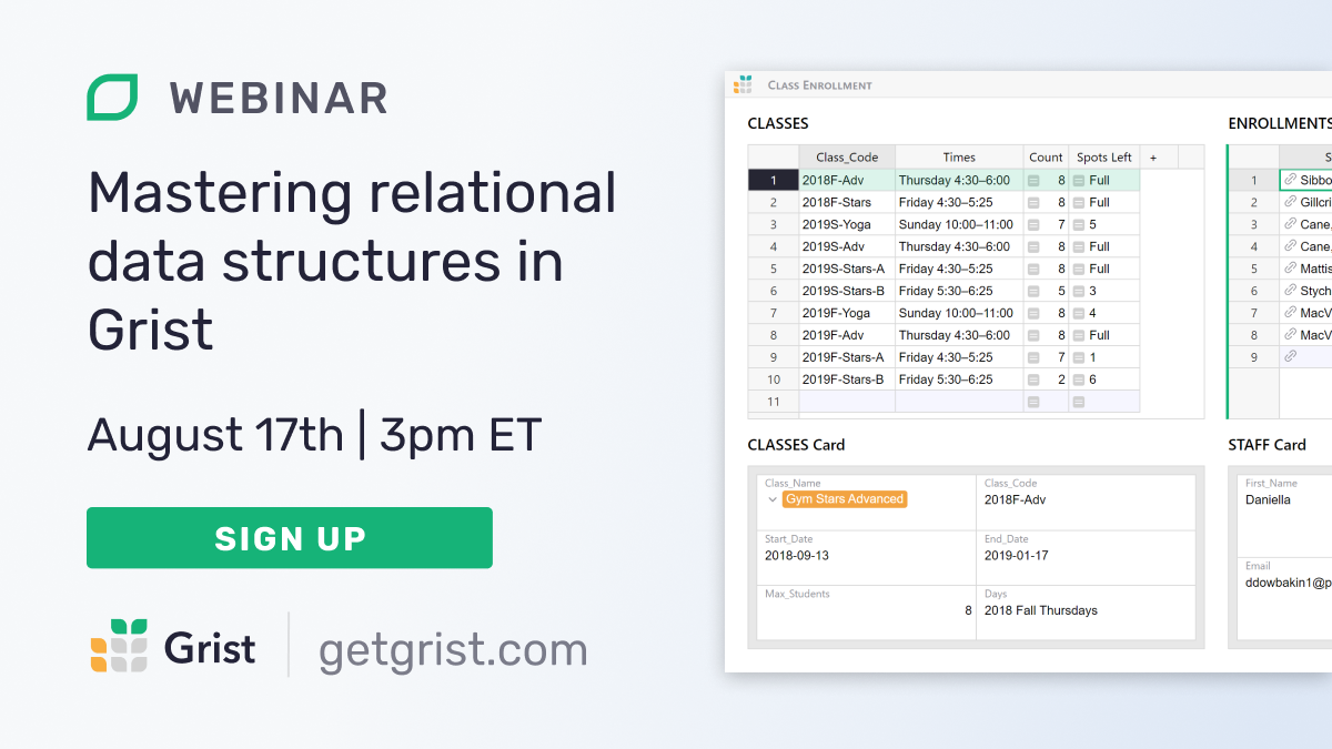 Grist Webinar - Deconstructing the Class Enrollment Template