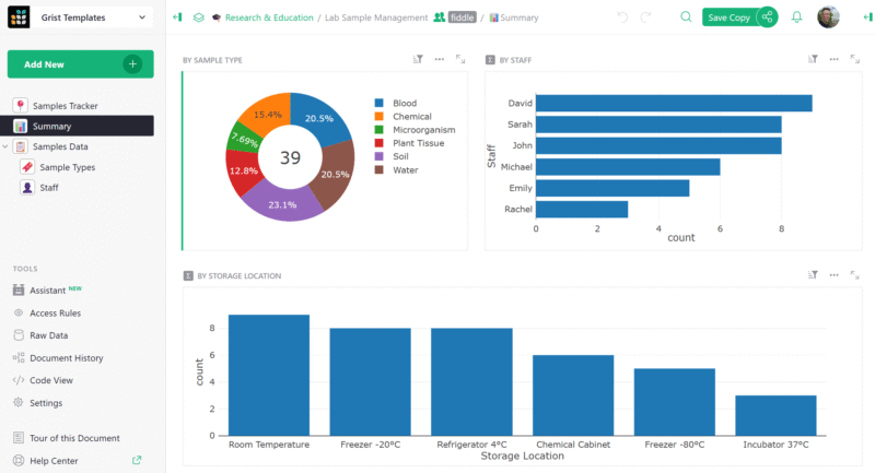 Lab Sample Management Template Spreadsheet Template | Grist
