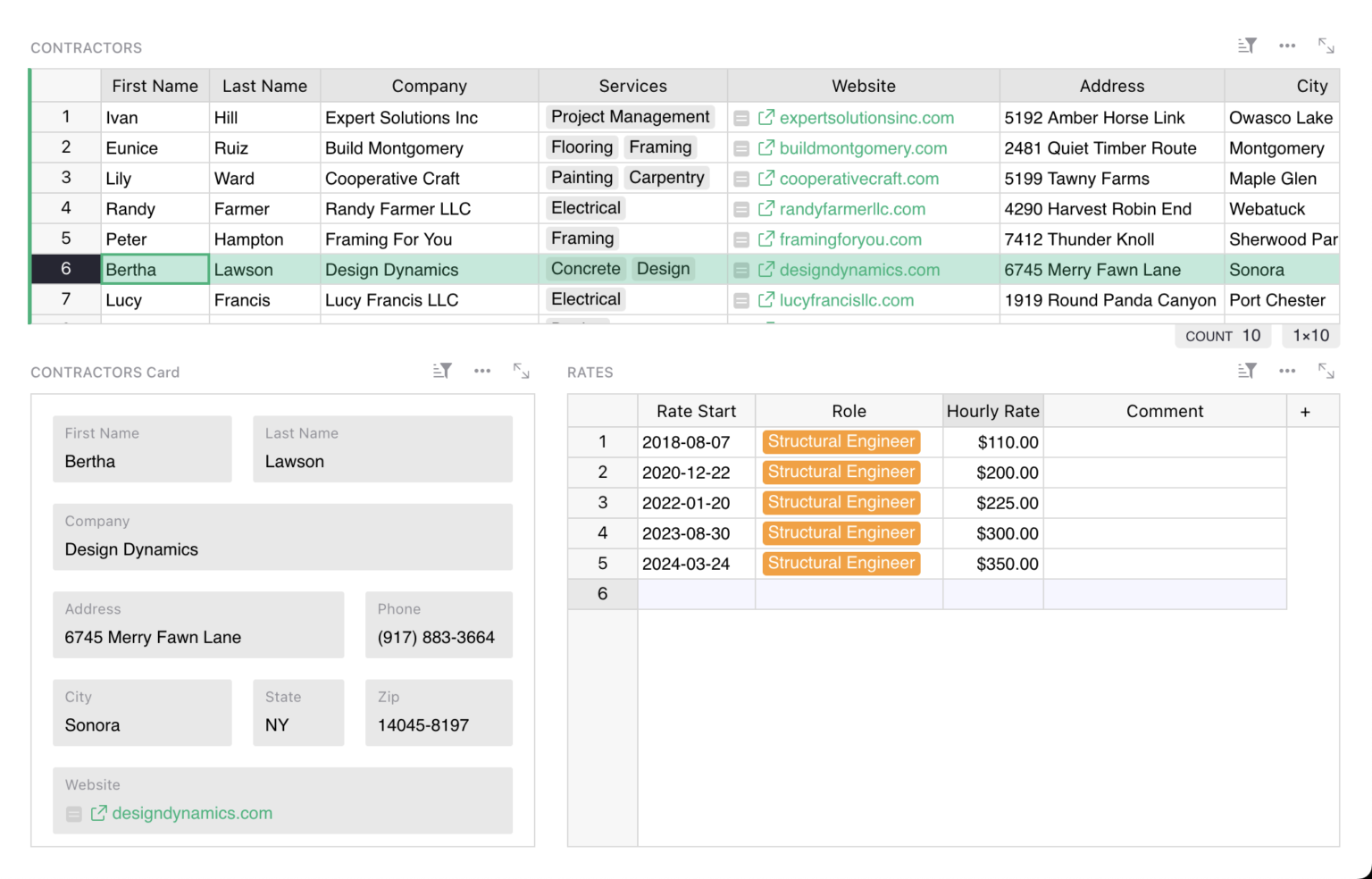 Construction Database-Spreadsheet Software | Grist