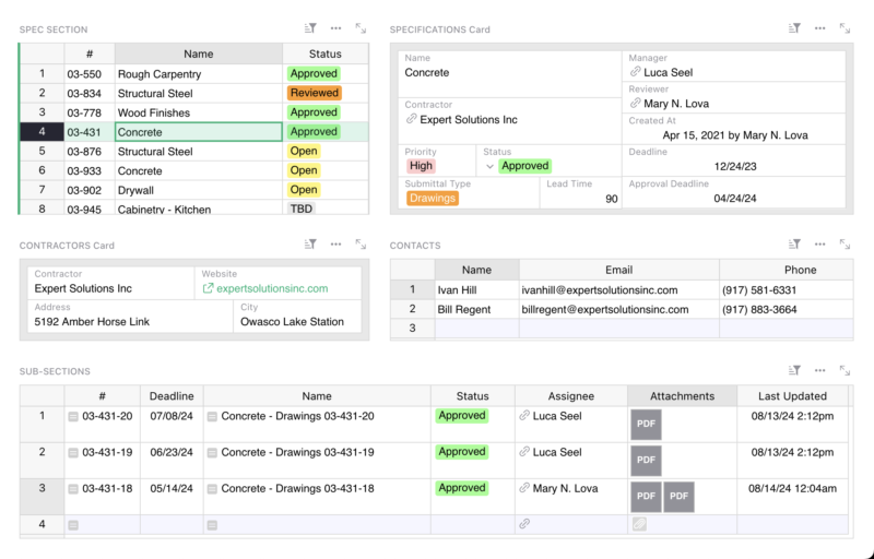 Construction Database-Spreadsheet Software | Grist